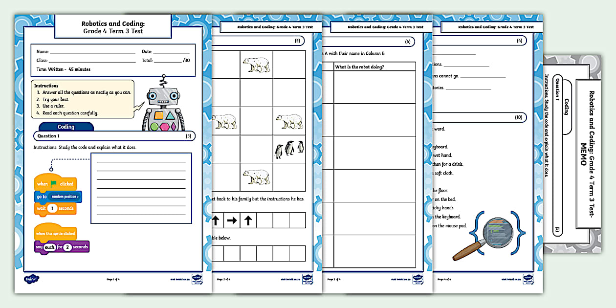 Robotics and Coding Grade 4 Term 3 Test (teacher made)