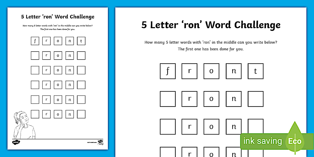 5 Letter 'ron' Word Challenge (Teacher-Made) - Twinkl