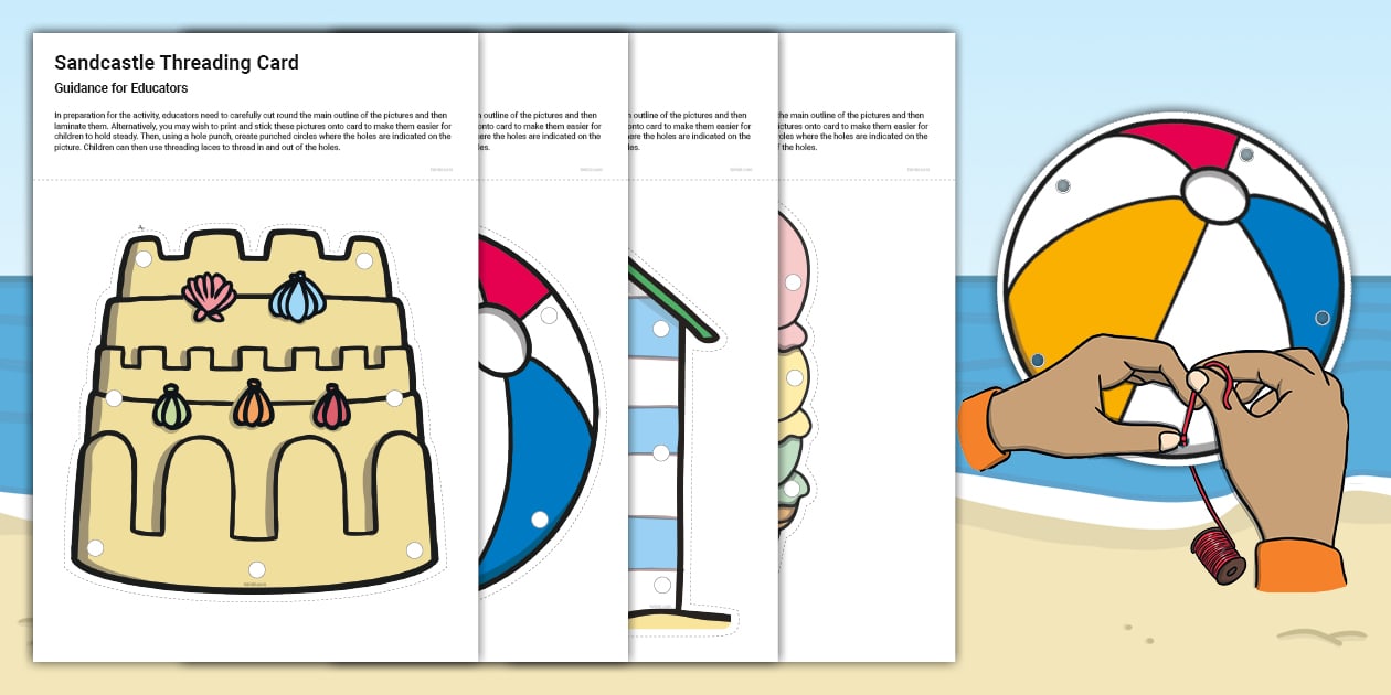 Seaside Simple Threading Cards | Twinkl (teacher made)