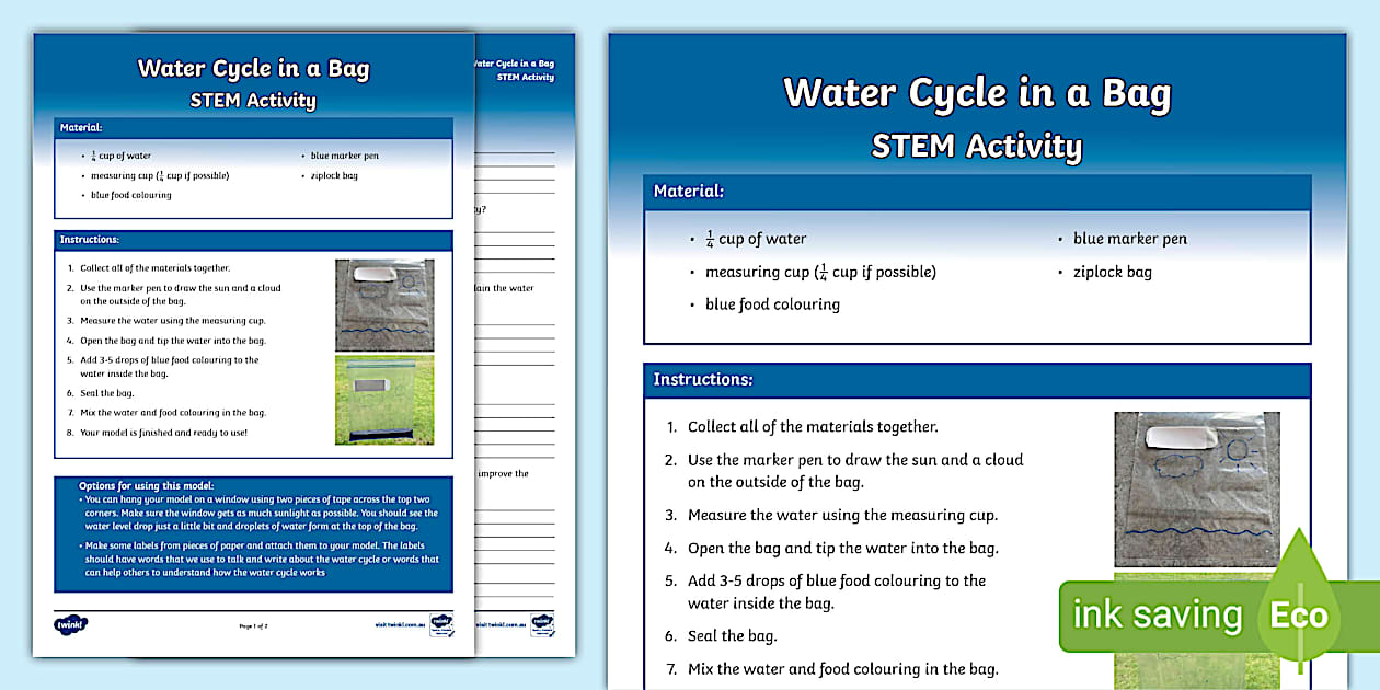 Water Cycle in a Bag STEM Activity Ι Earth & Space Sciences