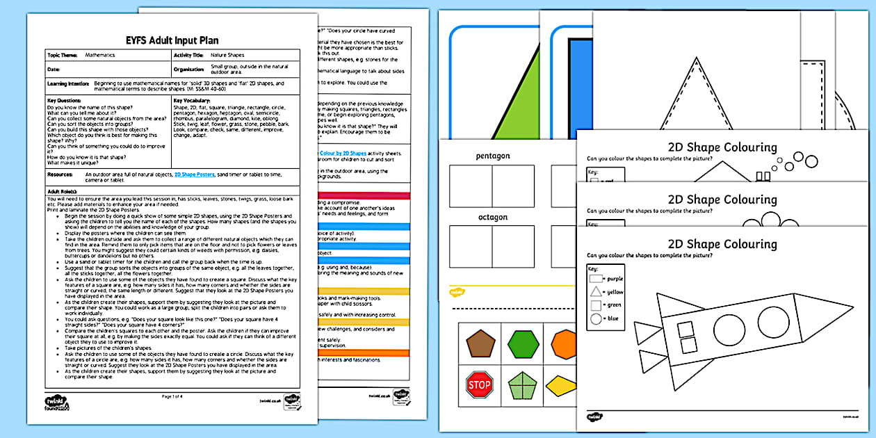EYFS Nature 2D Shapes Adult Input Plan and Resource Pack