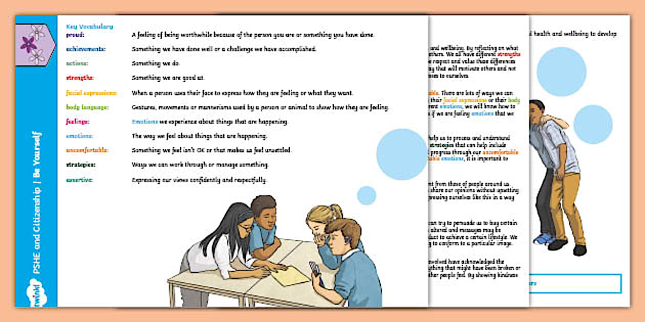 PSHE: LKS2 Be Yourself - Knowledge Organiser (teacher made)