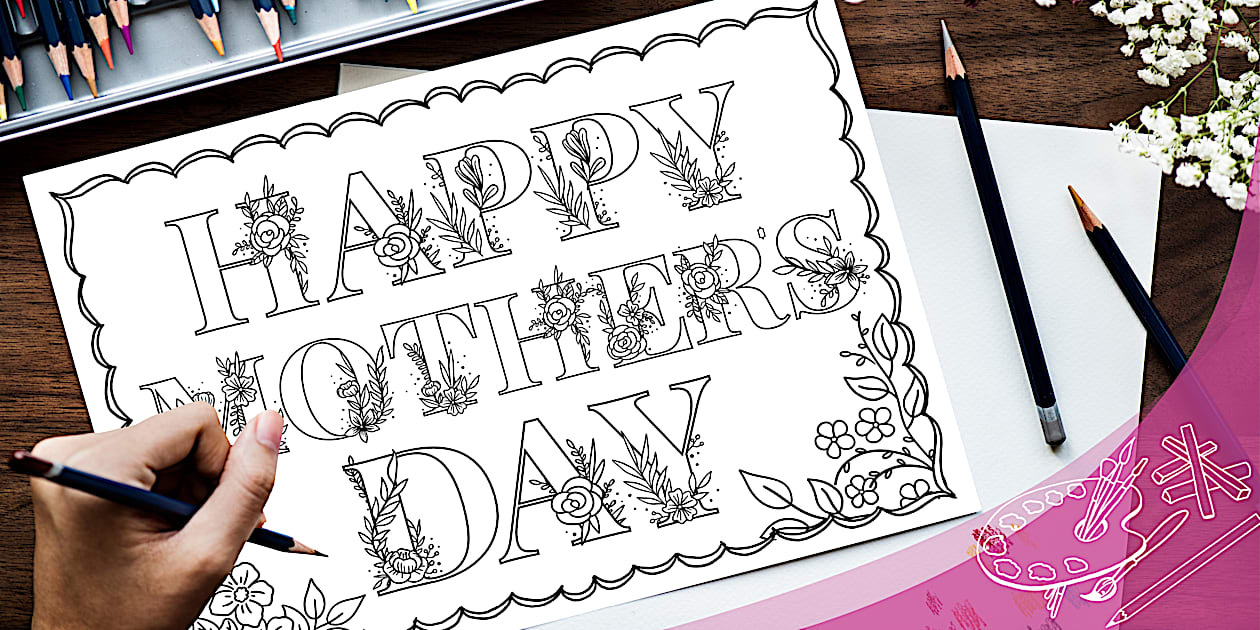 Happy Mother's Day Botanical Mindfulness Colouring Activity