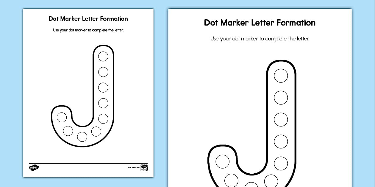 Uppercase Letter J: Dot Marker Letter Formation Worksheet