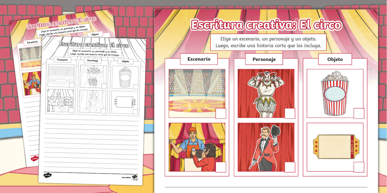 Ficha de actividad: Escritura creativa - El circo - Twinkl