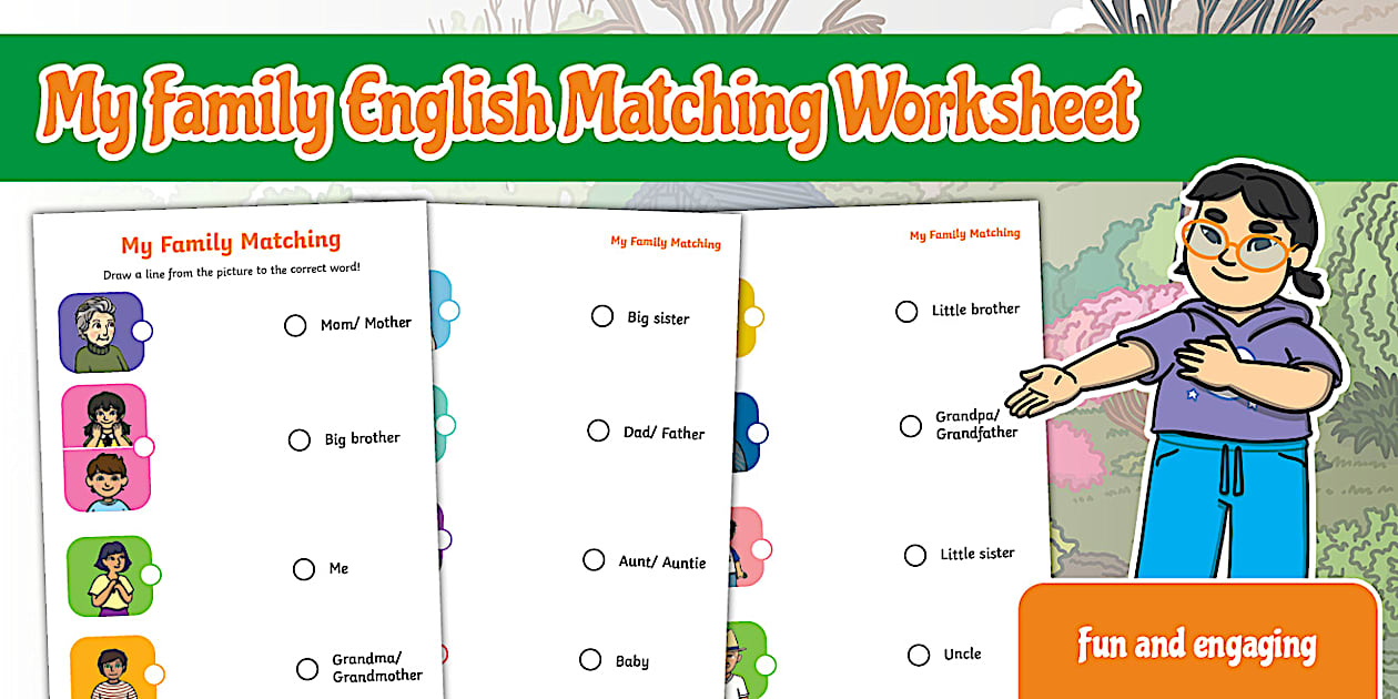 My Family Matching Worksheet Printable