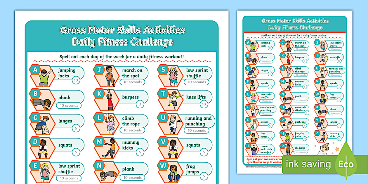 Gross Motor Skills - Daily Fitness Challenge - Move PE