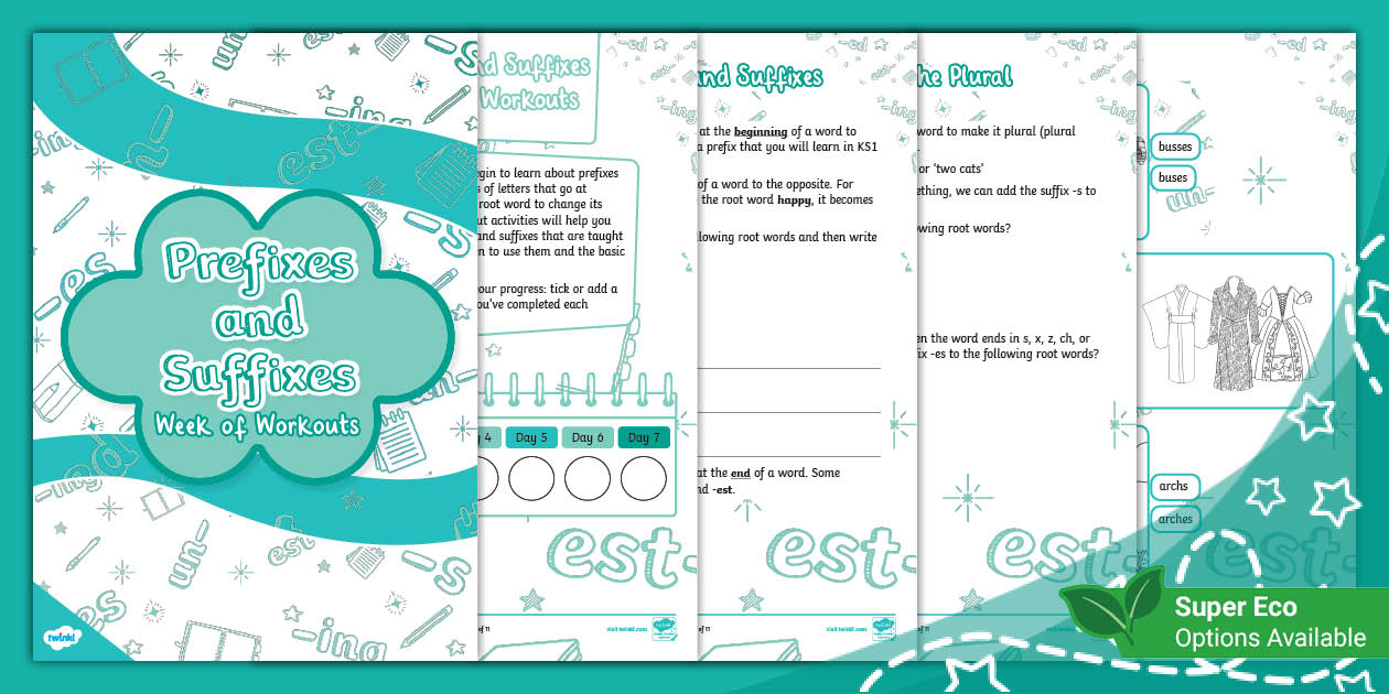 Prefixes and Suffixes Week of Workouts (Ages 5 - Twinkl