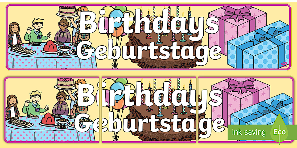 Birthdays Display Banner English/German (teacher made)