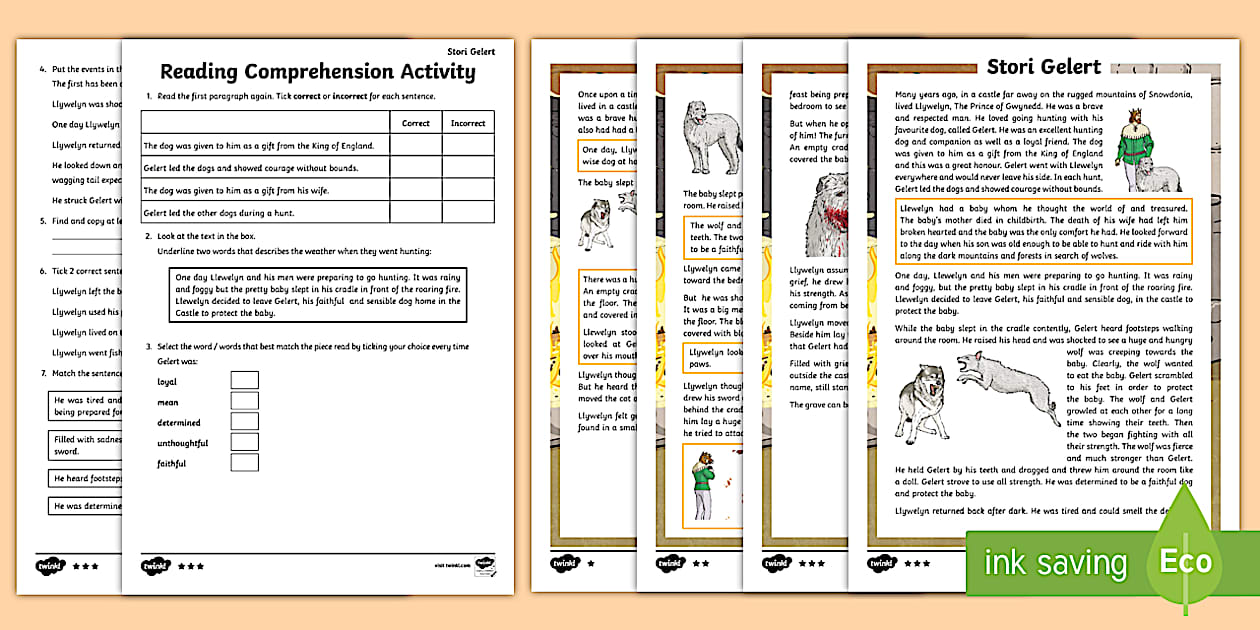 Story of Gelert Differentiated Reading Comprehension