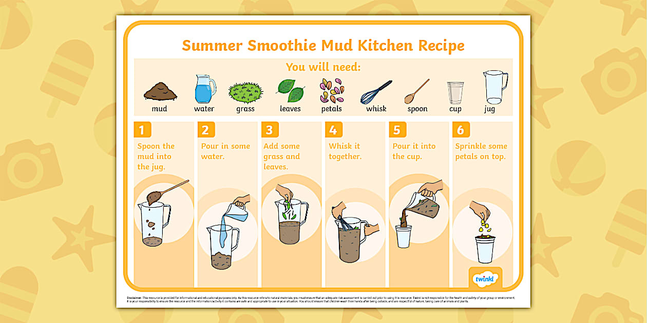 Summer Smoothie Mud Kitchen Prompt Card Recipe | Twinkl