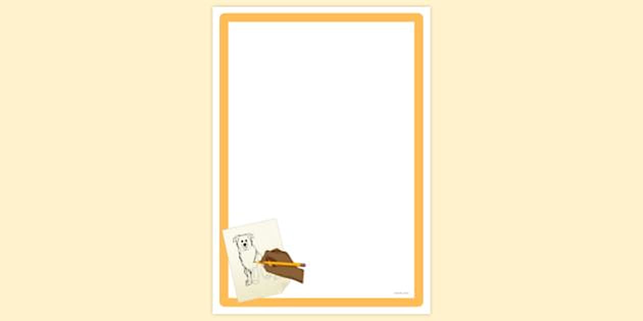 Simple Blank Drawing a Picture with a Pencil Page Border
