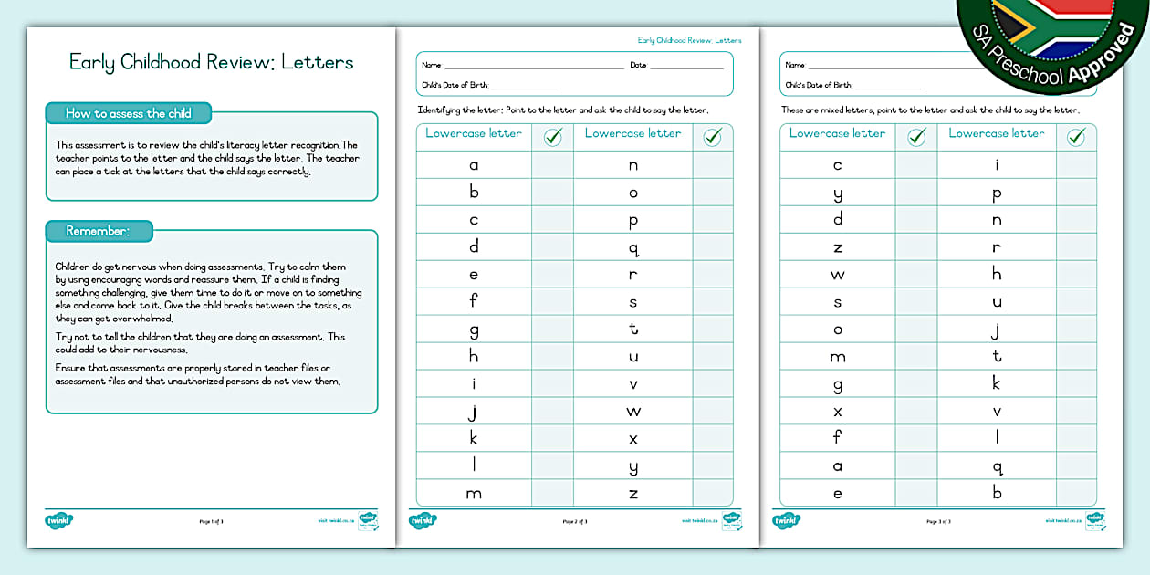 Preschool: Early Childhood Review: Literacy - Letters