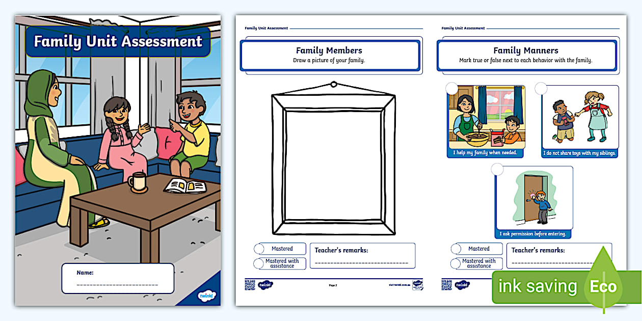 Family Unit Assessment (teacher made) - Twinkl