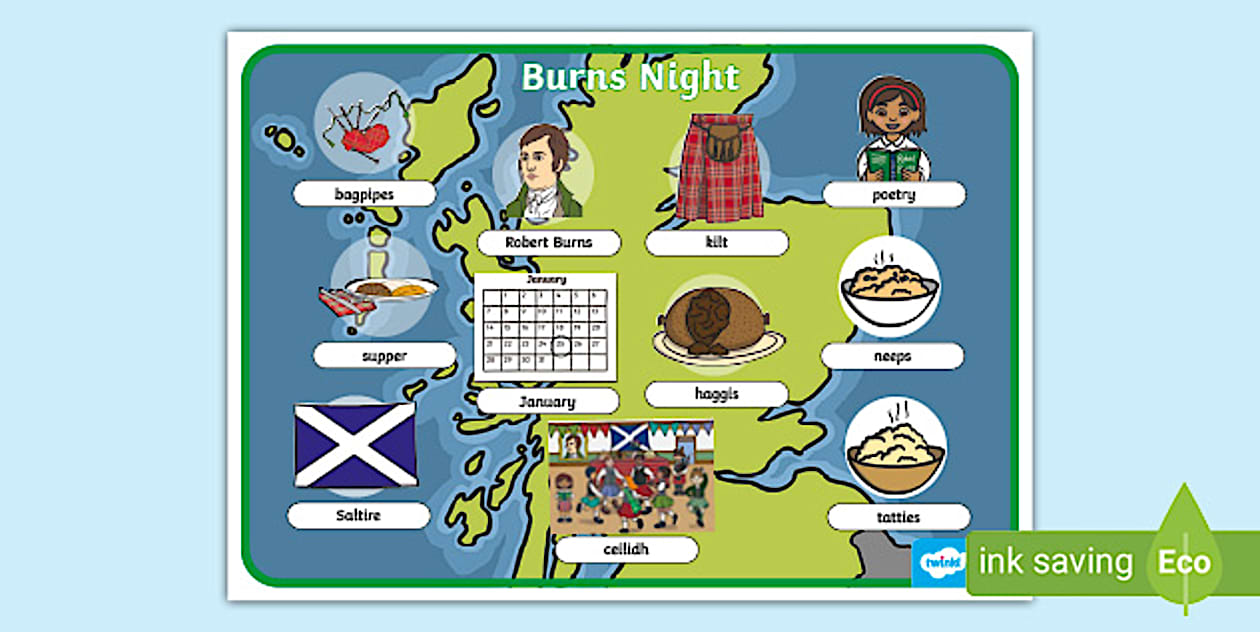 Burns Night Word Mat - Twinkl - KS1 (Teacher-Made) - Twinkl