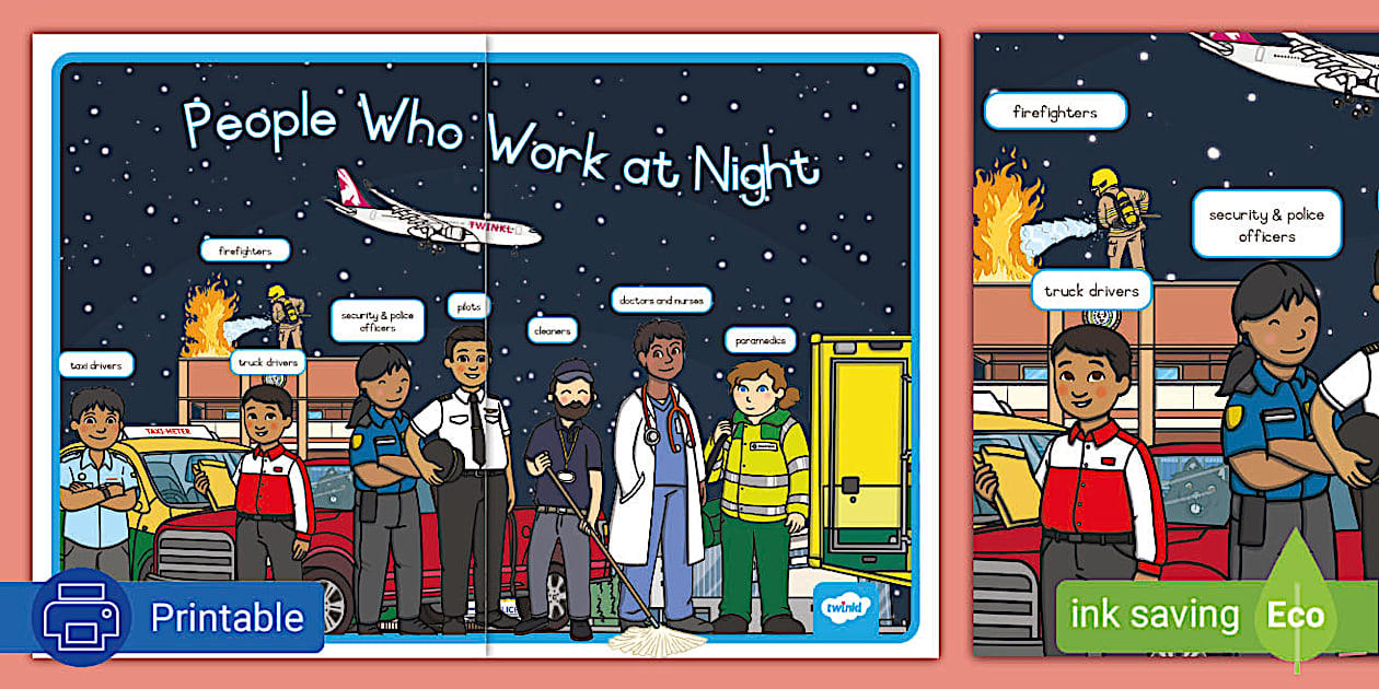 People Who Work at Night - Poster (teacher made) - Twinkl
