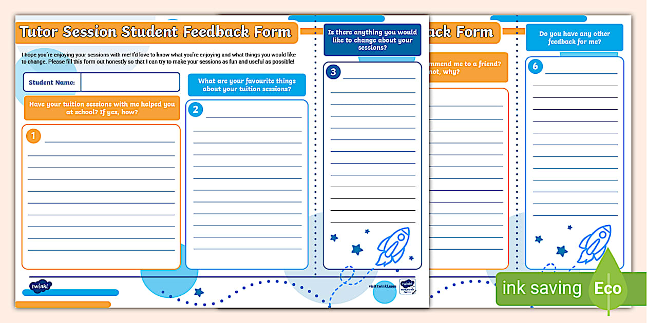 Tuition Session Student Feedback Form (Teacher-Made)