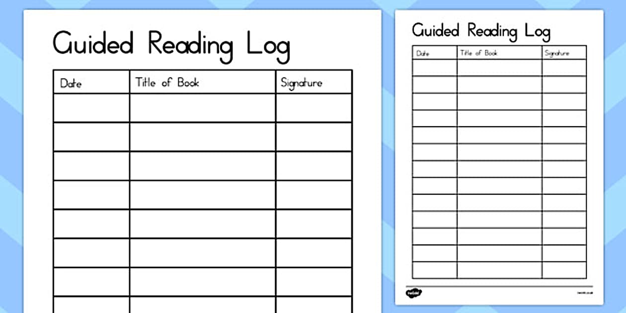 Guided Reading Log (teacher made) - Twinkl