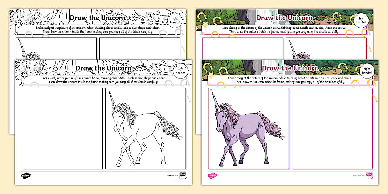 Draw the Unicorn Worksheet (teacher made) - Twinkl