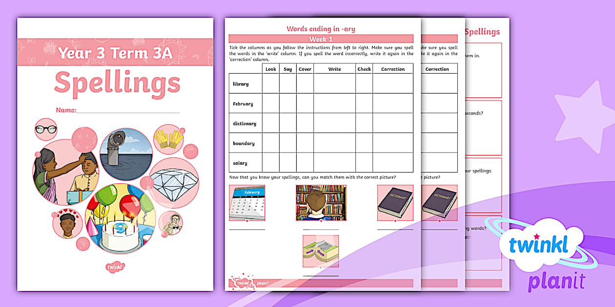 Cursive PlanIt Y3 Term 3A Look-Cover-Write-Check Spelling Practice Booklet