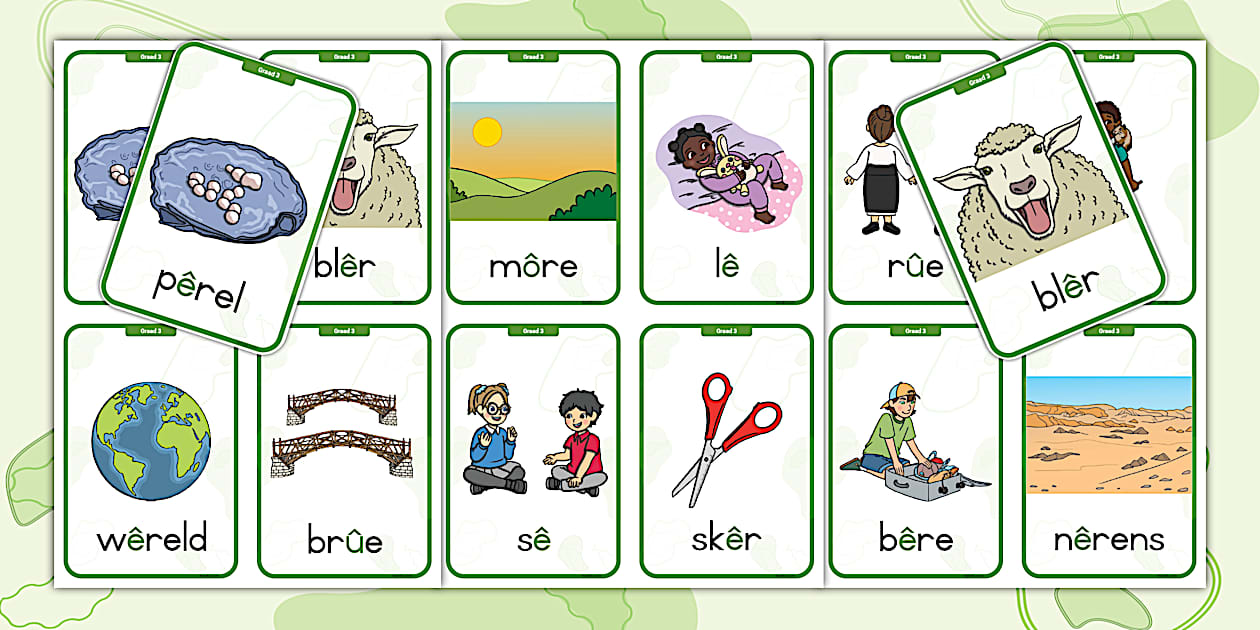 Graad 3 Klanke: Woorde met 'n kappie Flitskaarte - Twinkl