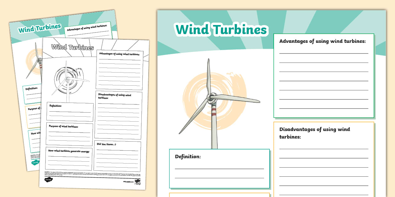 Wind Turbines Fact File Template (teacher made) - Twinkl