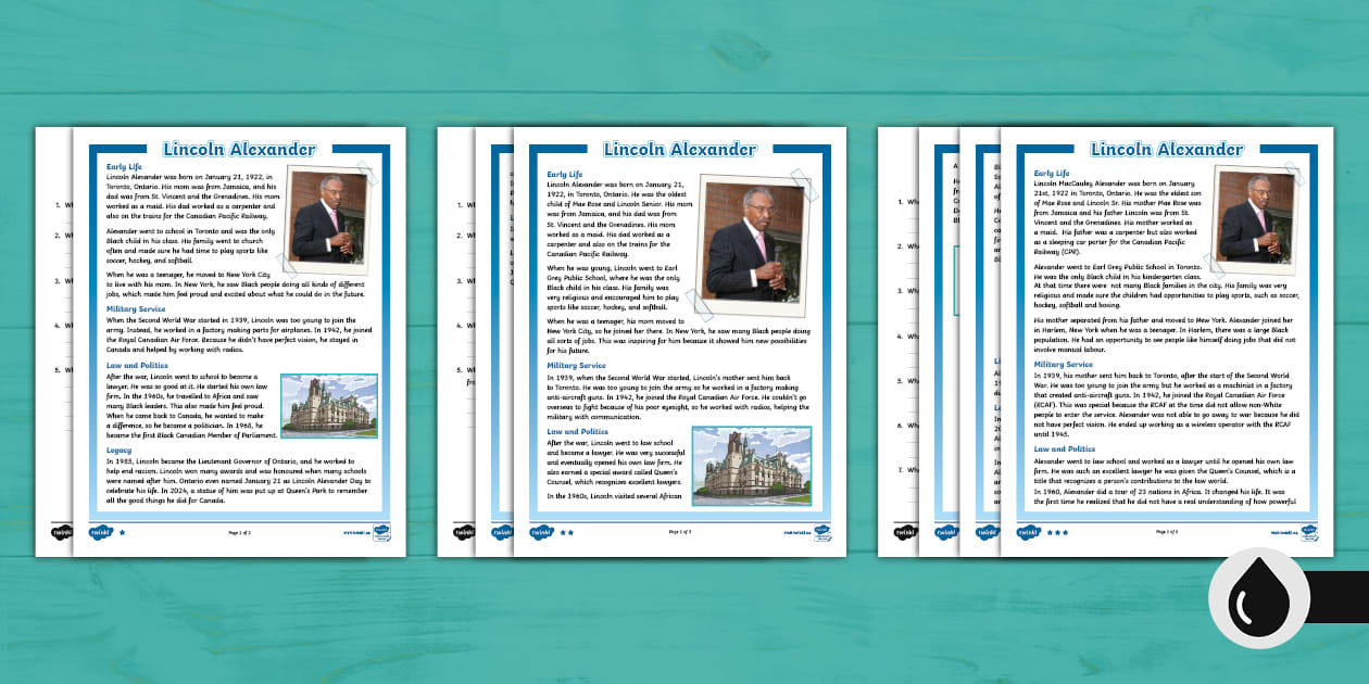 Lincoln Alexander Differentiated Reading Comprehension