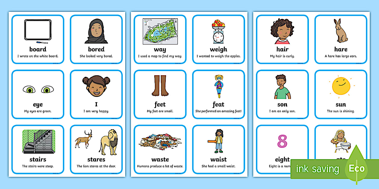 Editable Homophones Matching Cards (Small Set) - Twinkl