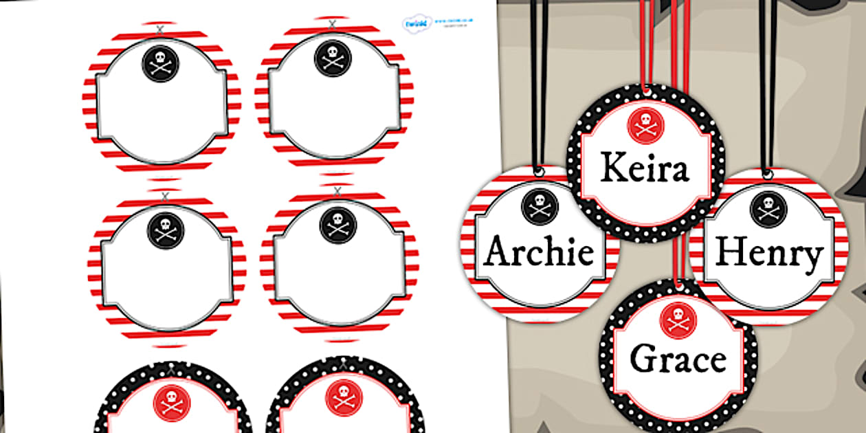 Pirate Themed Birthday Party Name Tags (teacher made)