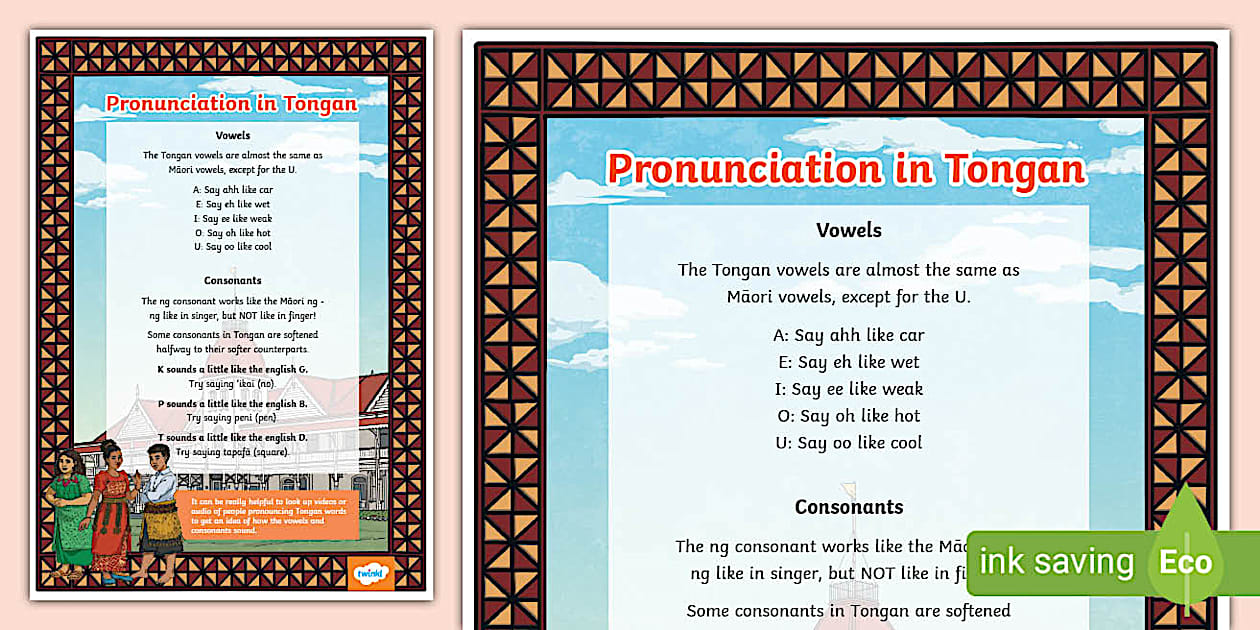 Tongan Pronunciation Guide Poster (teacher made) - Twinkl