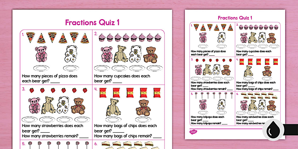 Grade 1 Fractions Mini Assessment 1 (teacher made) - Twinkl