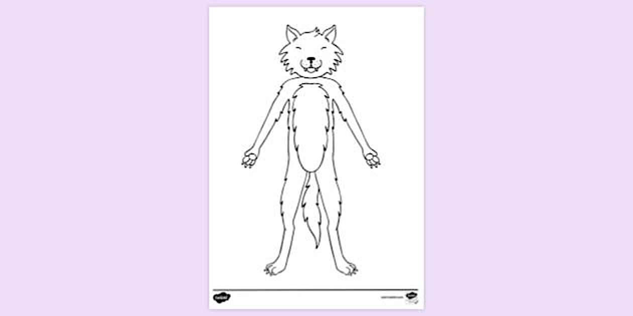 Wolf Front View Colouring Sheet (teacher made) - Twinkl