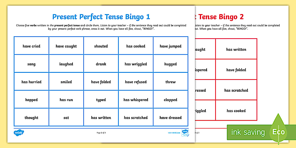 Present Perfect Tense Bingo - Twinkl