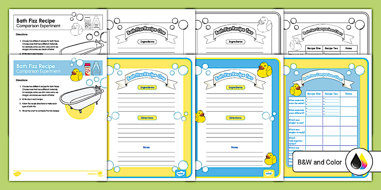 Bath Fizz Recipe Comparison Experiment for K-2nd Grade
