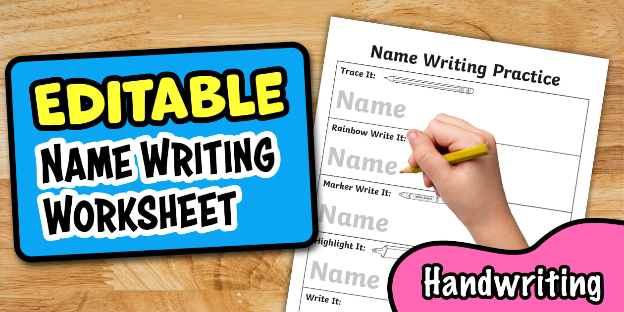 Editable Name Writing Practice Worksheet (teacher made)
