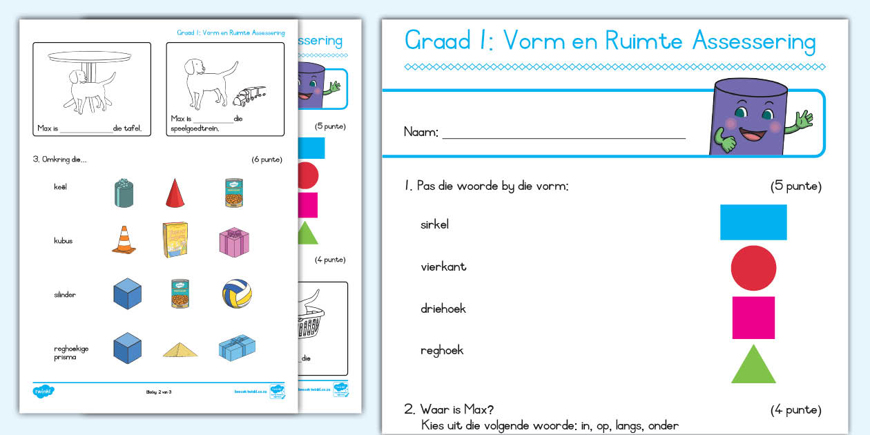 Graad 1- Wiskunde - Vorm en Ruimte - Assessering - Twinkl