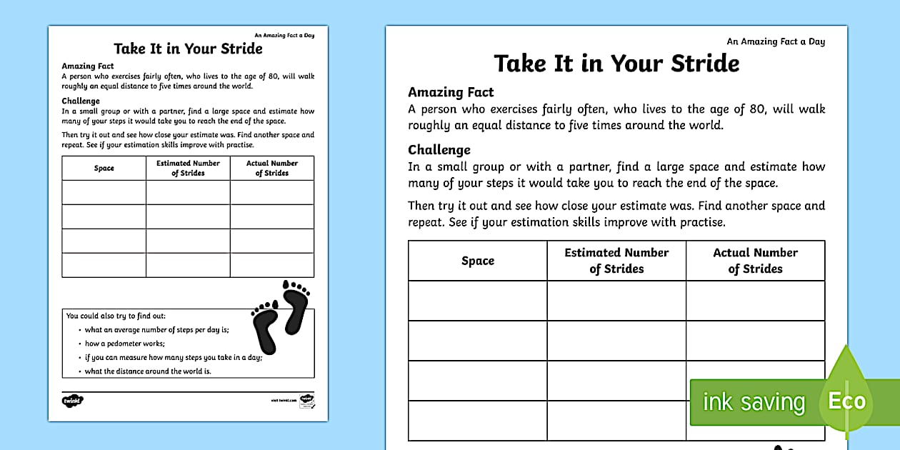 Take It in Your Stride Worksheet / Worksheet (teacher made)