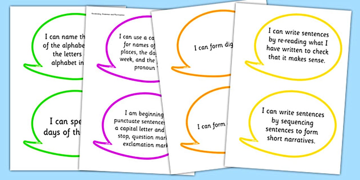 2014 National Curriculum Y1 English Writing Assessment I Can Speech Bubbles