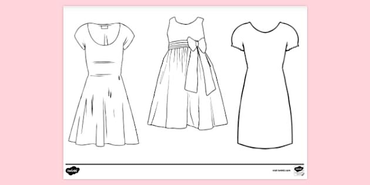 Vintage Dresses Colouring Sheet | Colouring Sheets - Twinkl