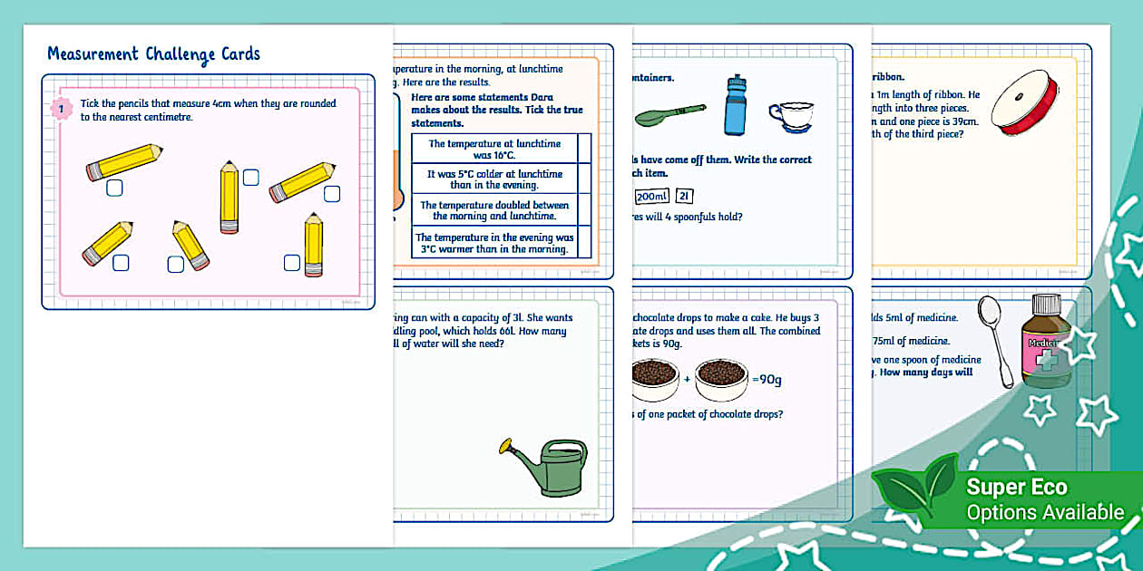 Measurement Challenge Cards (Ages 6 - 7) (teacher made)