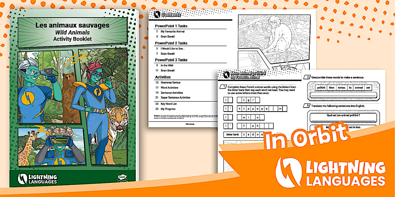 👉 Lightning Languages French Wild Animals Activity Booklet