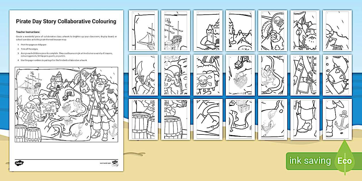 Talk Like a Pirate Day Collaborative Colouring Treasure Map