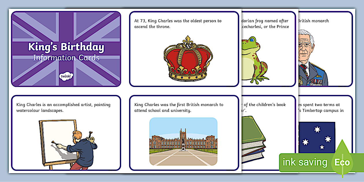 The King's Birthday Information Cards