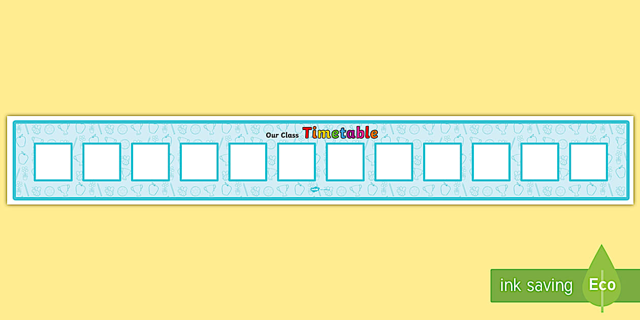 Editable Horizontal Visual Timetable Display with 12 Boxes Display Banner