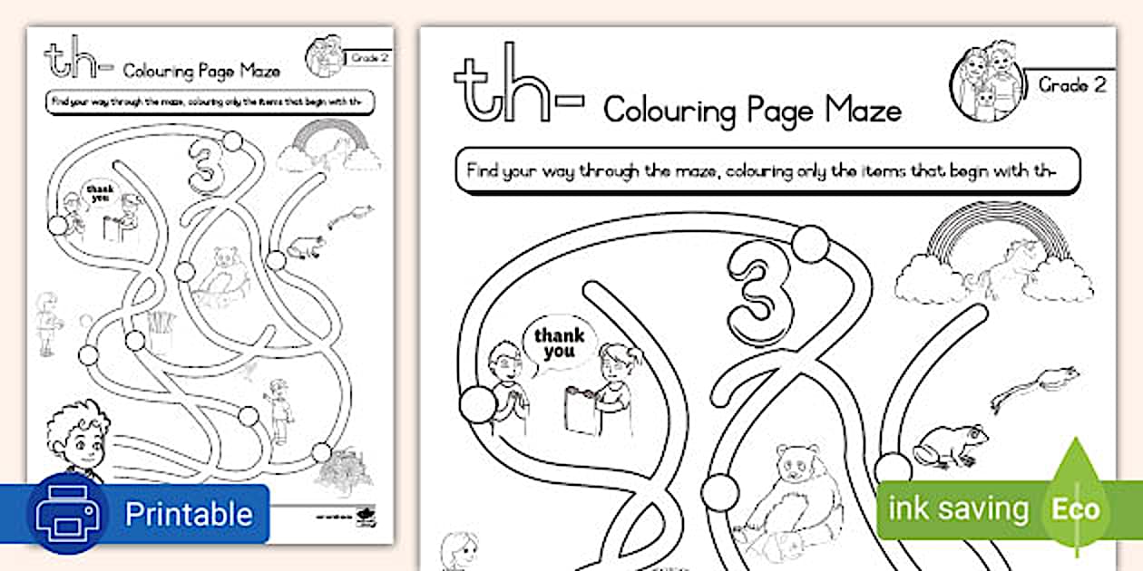 Grade 2 Phonics: Colouring Maze th- - Twinkl