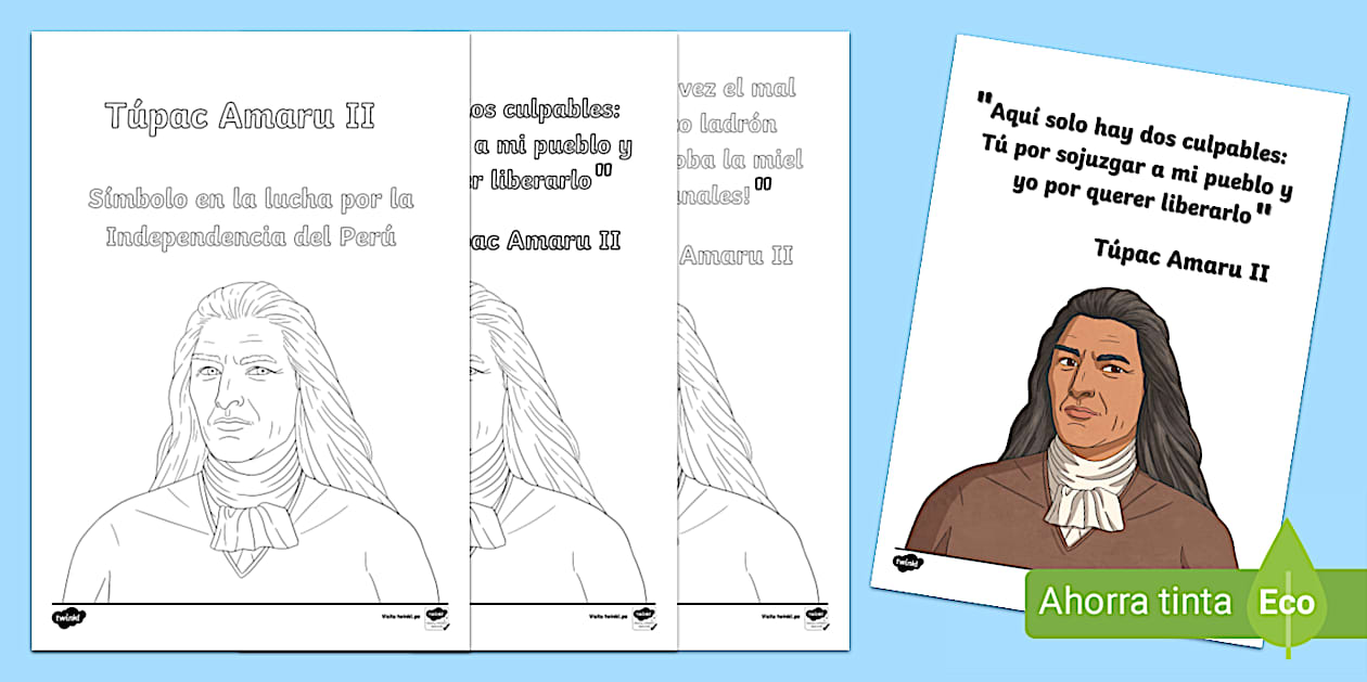 Hojas de colorear: Dibujo Túpac Amaru II - Guía de trabajo