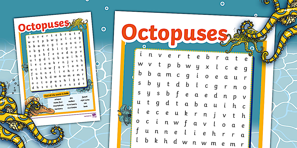 KS1 Octopus Word Search