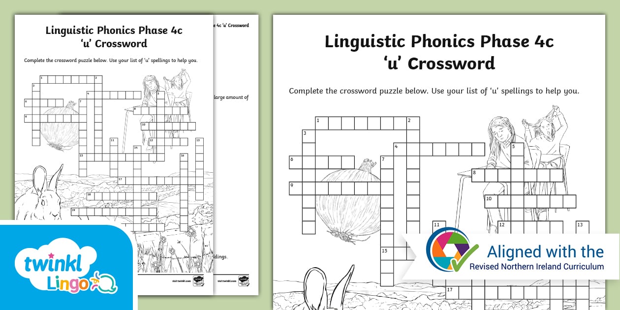 Linguistic Phonics Phase 4c 'u' Crossword