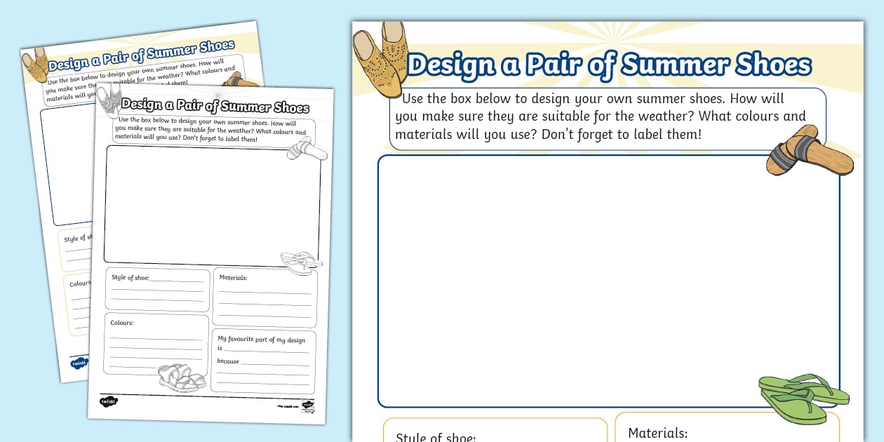 Design a Pair of Summer Shoes Worksheet (teacher made)