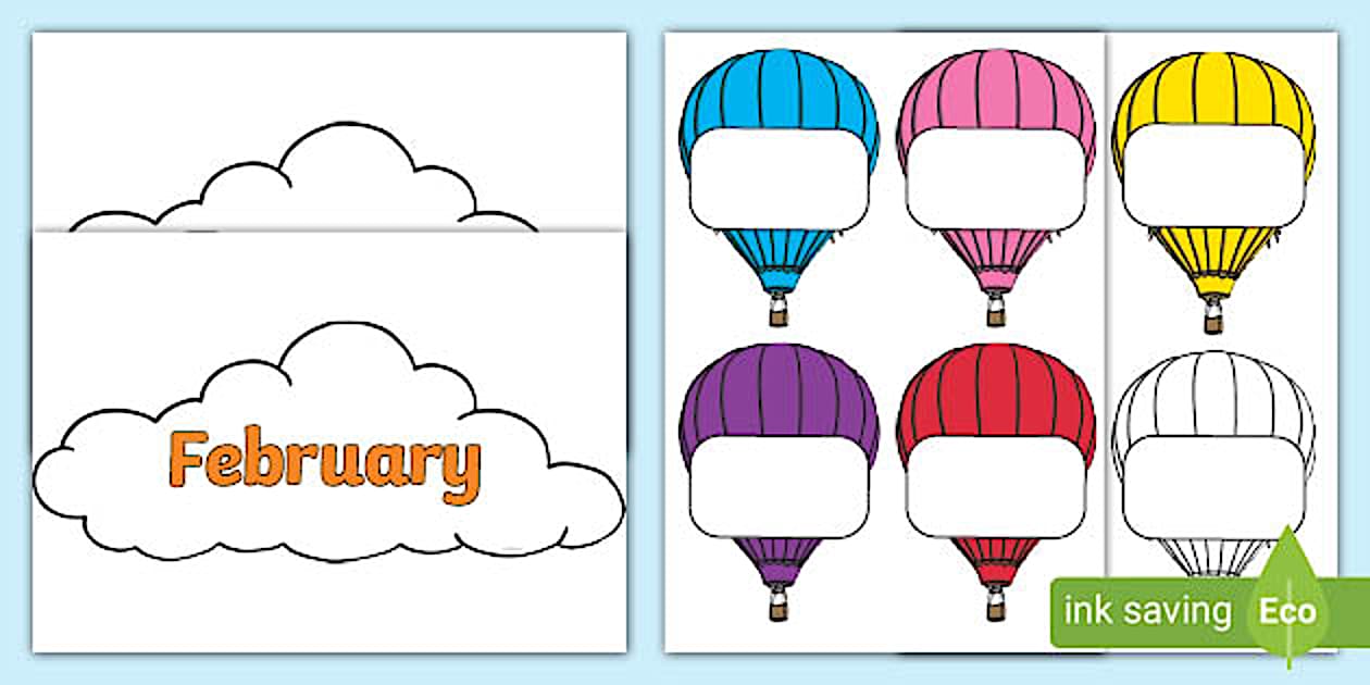 Precursive Editable Hot Air Balloon Birthday Chart Display Pack